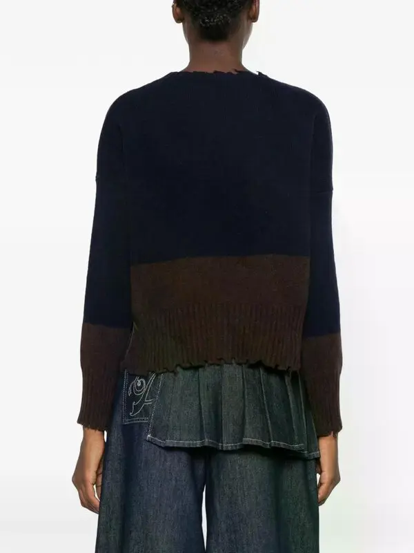 VIRGINIA BIZZI Colour-block Distressed-effect Sweater