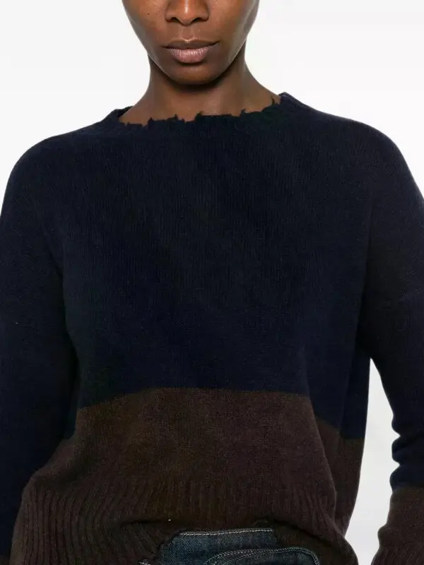 VIRGINIA BIZZI Colour-block Distressed-effect Sweater