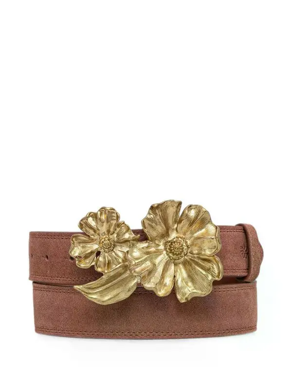 HOSS INTROPIA Lidia Flower-buckle Suede Belt - Pink