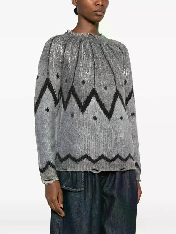 VIRGINIA BIZZI Intarsia-knit Crew-neck Sweater