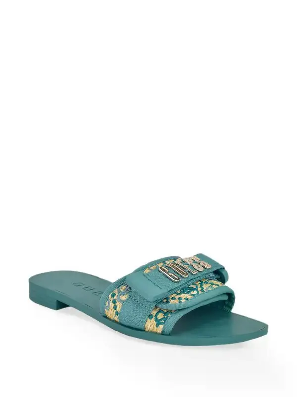 Guess Elyze Logo-plaque Woven-strap Flat Sandals