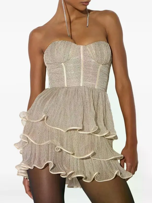 Elisabetta Franchi Crepon Mini Dress With Micro-polka Dot Print