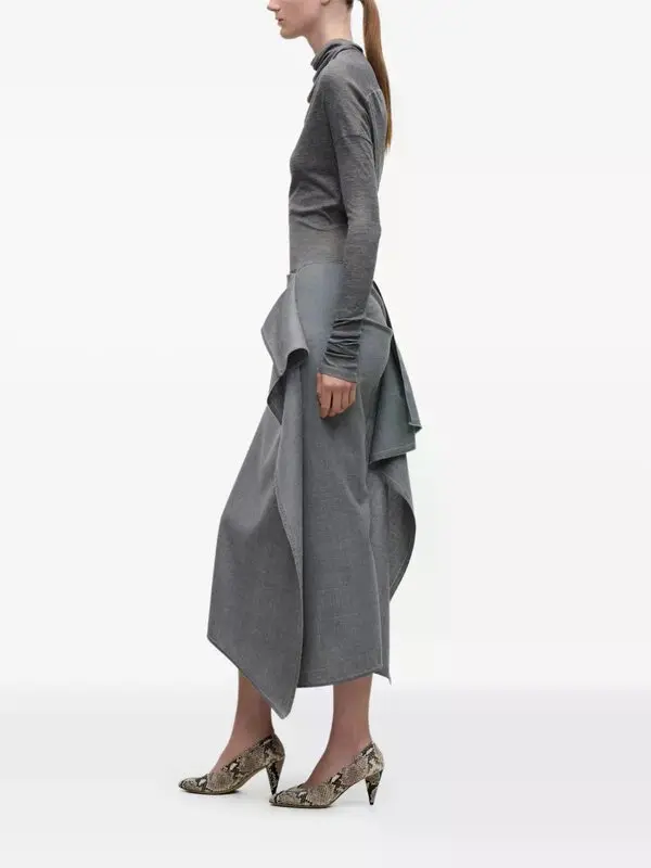 Victoria Beckham Draped Tailored Midi Skirt