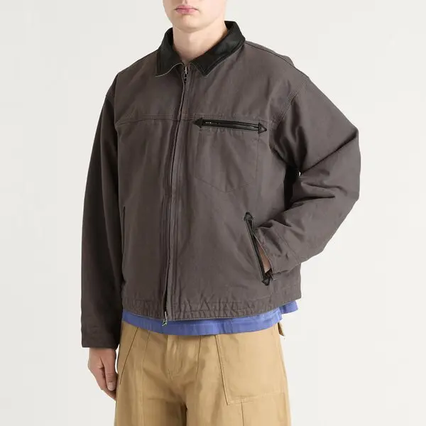 FRIZMWORKS Heavy Canvas Work Jacket With Leather Collar