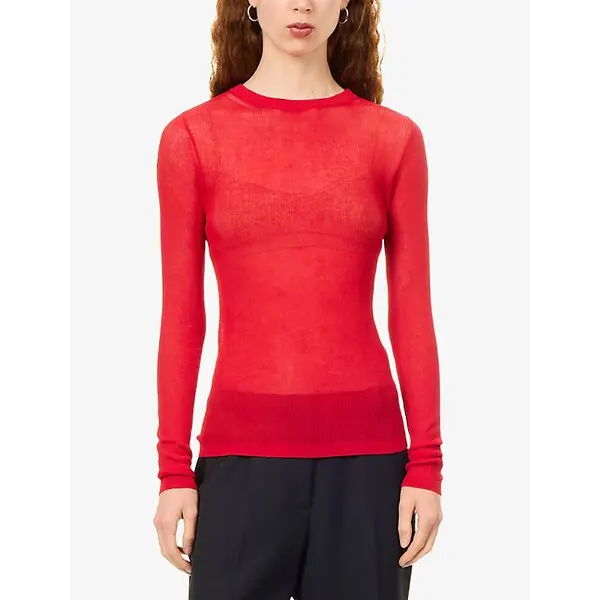 ANINE BING Sheer Knit Cotton-blend Jumper