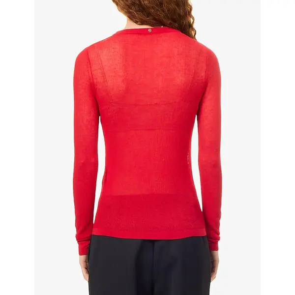 ANINE BING Sheer Knit Cotton-blend Jumper
