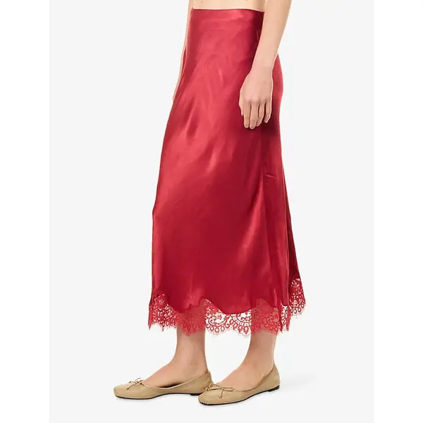 Rails Ebony Lace-trim Satin Skirt