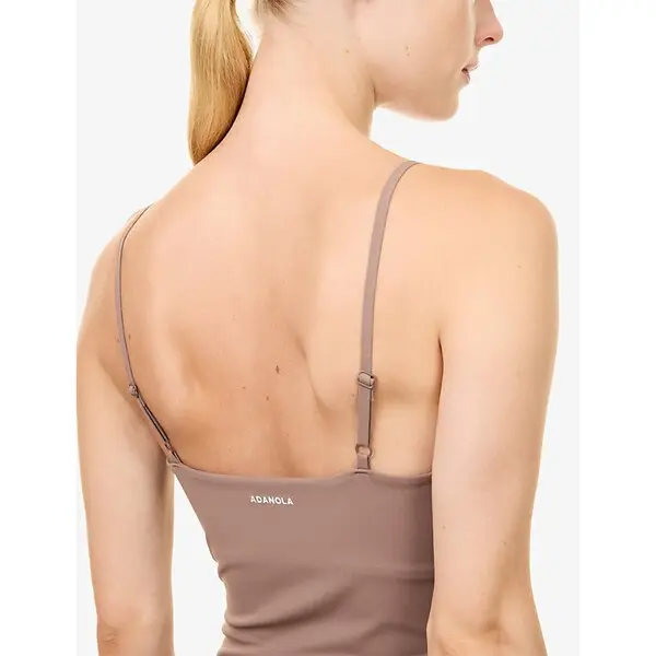 ADANOLA Logo-print Stretch-jersey Cropped Tank Top - Walnut