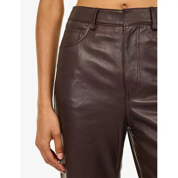 ROTATE BY BIRGER CHRISTENSEN Mid-rise Straight-leg Leather Trousers