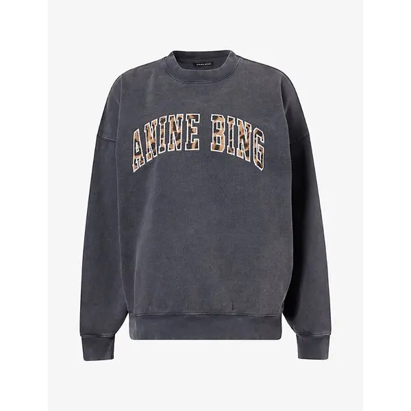 ANINE BING Miles Oversized Cotton-jersey Sweatshirt - Black