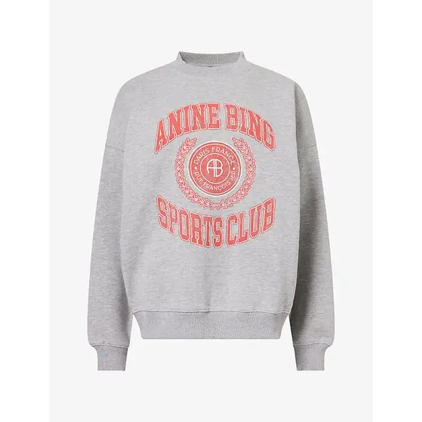 ANINE BING Miles Logo-print Cotton-blend Sweatshirt - Grey