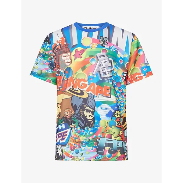 A BATHING APE Overall Graphic-print Woven T-shirt