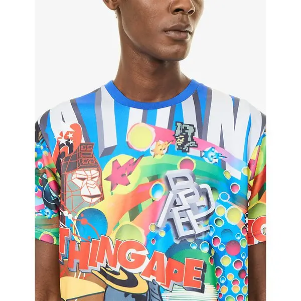 A BATHING APE Overall Graphic-print Woven T-shirt