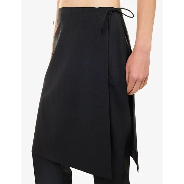 ST. AGNI Sarong-detail Wool-blend Trousers