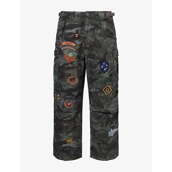 A BATHING APE Hybrid Camo-print Cargo Cotton Trousers - Olive
