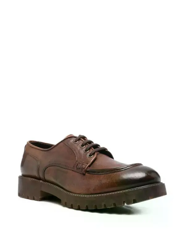 LEQARANT Lace-up Lug-sole Shoes - Brown