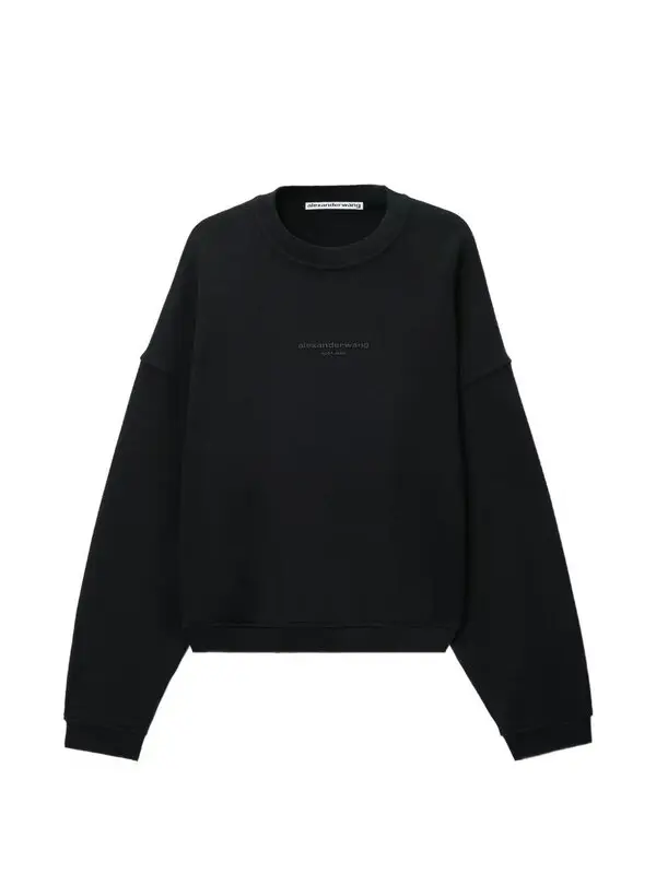 Alexander Wang Logo-print Oversized Crew-neck Sweatshirt - Black