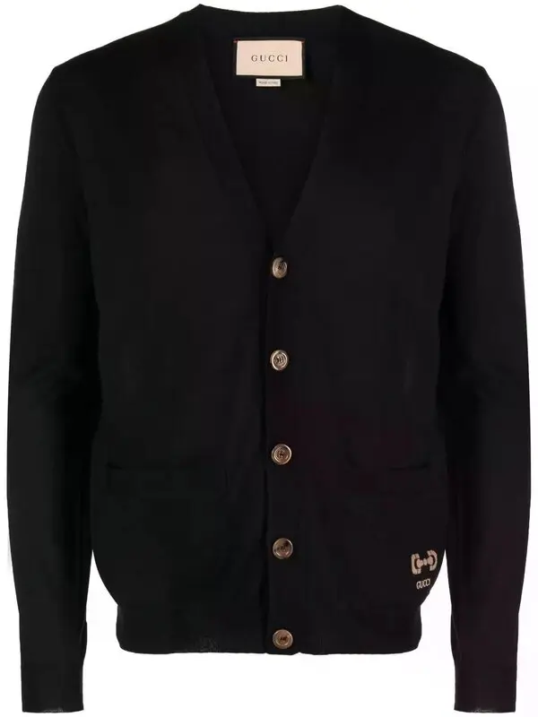 Gucci Intarsia-knit Wool Cardigan - Black