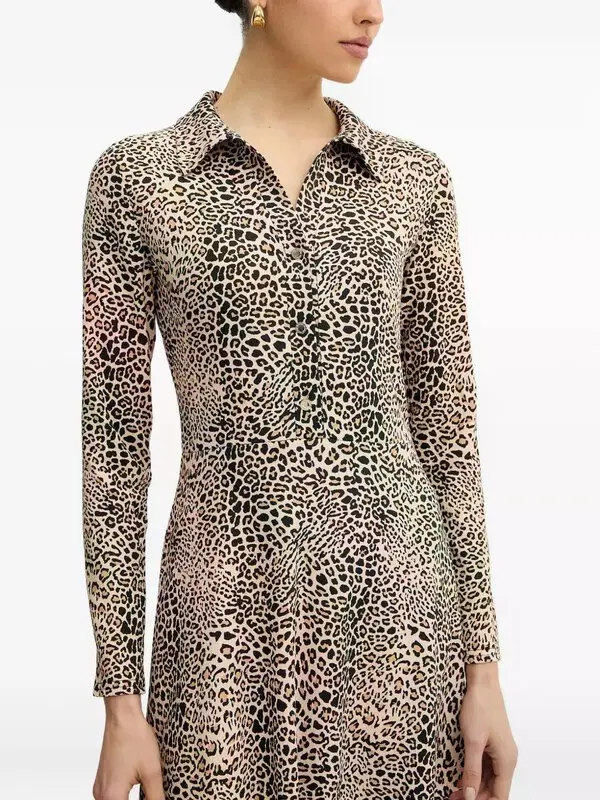 MORGAN Long-sleeve Animal-print Midi Dress