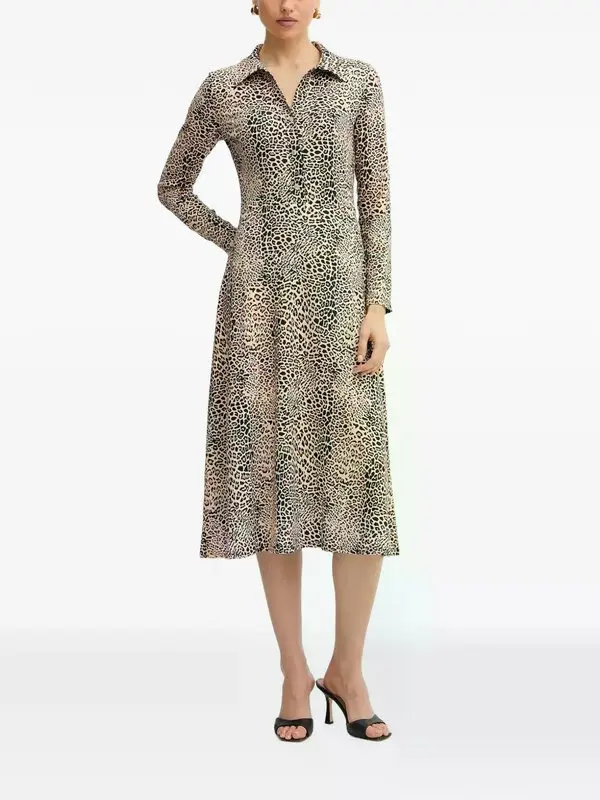 MORGAN Long-sleeve Animal-print Midi Dress