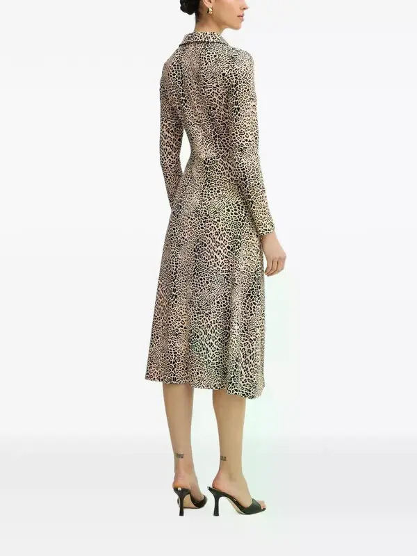 MORGAN Long-sleeve Animal-print Midi Dress