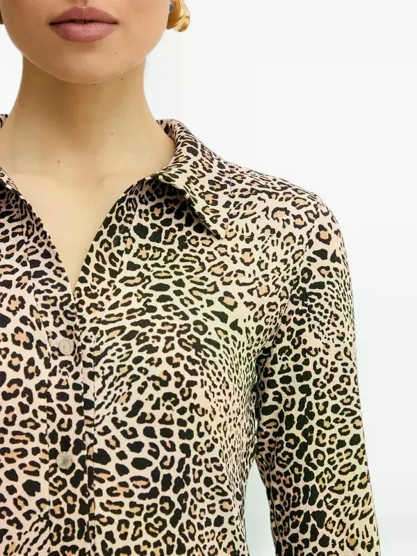 MORGAN Long-sleeve Animal-print Midi Dress