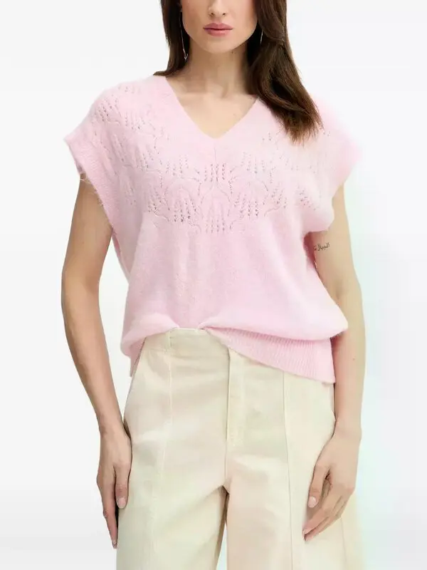 MORGAN Openwork V-neck T-shirt