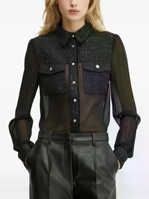 MORGAN Tweed-panel Shirt