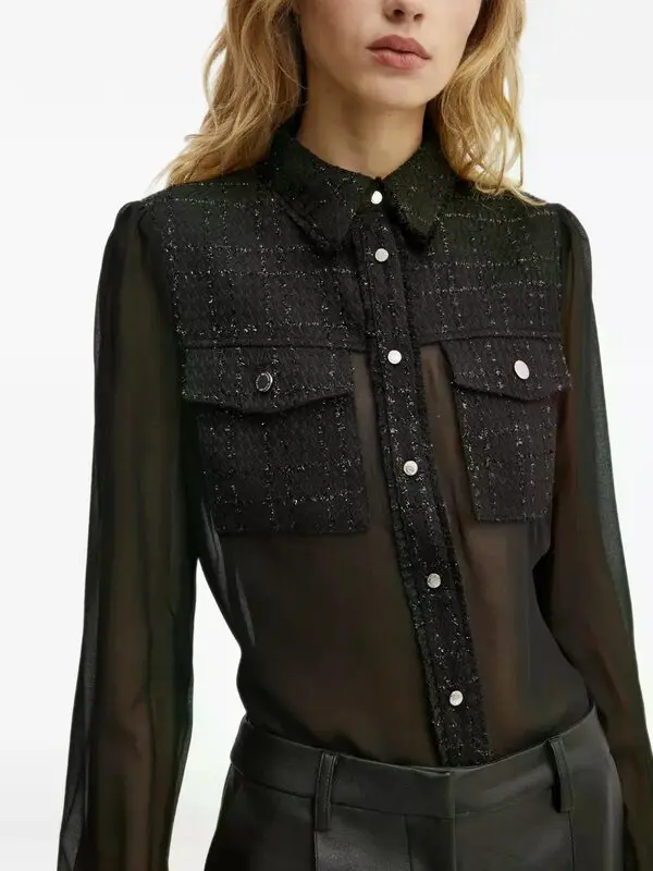 MORGAN Tweed-panel Shirt