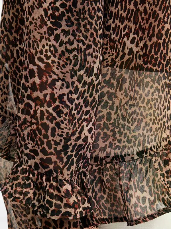MORGAN Ruffled Animal Print Off-shoulder Top