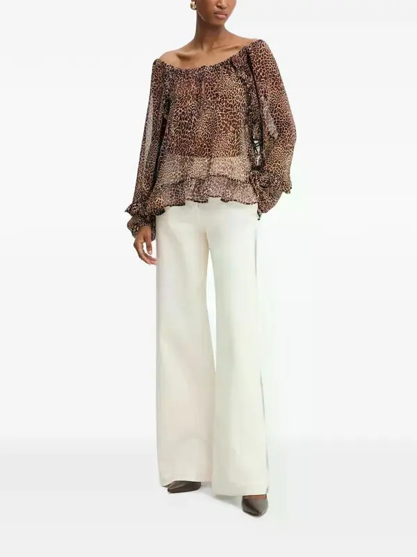 MORGAN Ruffled Animal Print Top