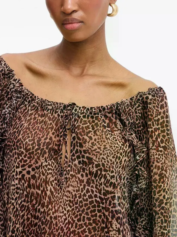 MORGAN Ruffled Animal Print Top