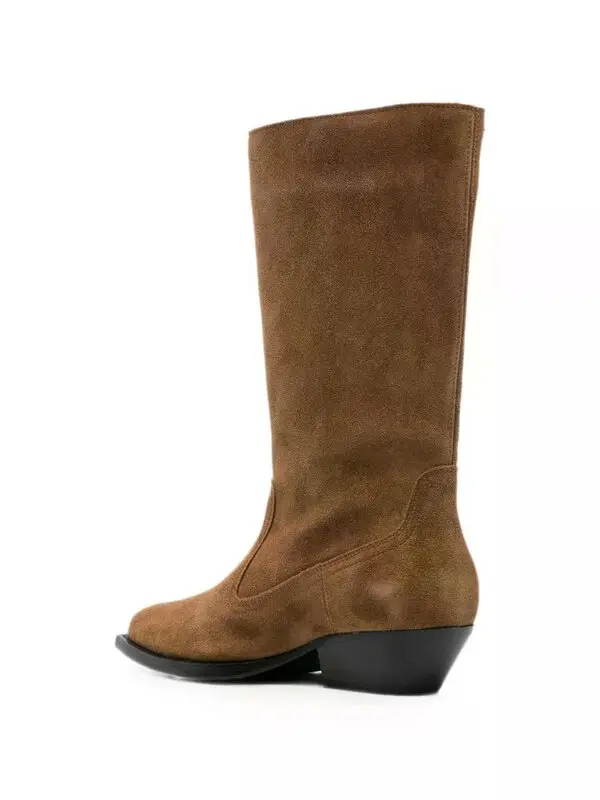 Sandro Suedette Pointed Toe Block Heel Boots