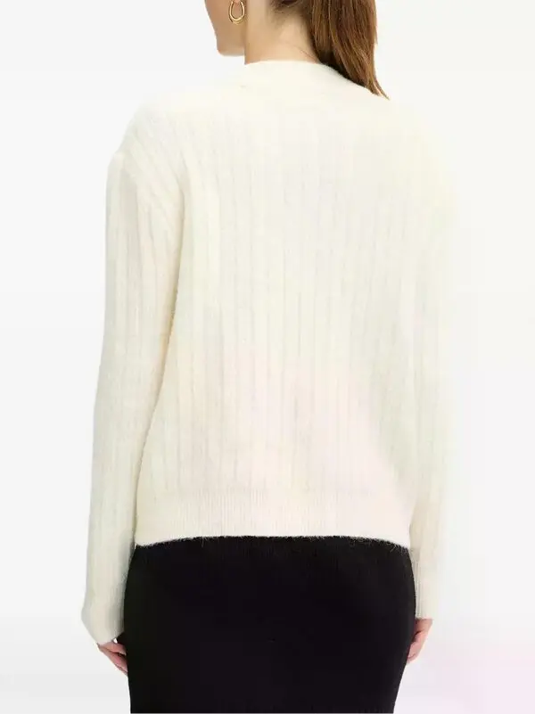 MORGAN Cream Textured Knit Button Detailed Long Sleeve Sweater