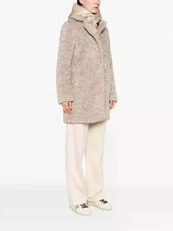 BOMBOOGIE Hooded Faux-shearling Coat