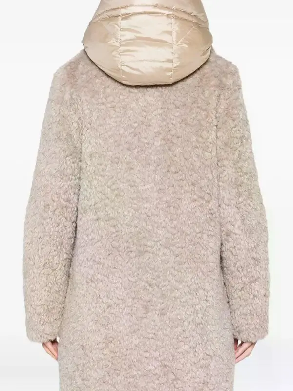 BOMBOOGIE Hooded Faux-shearling Coat