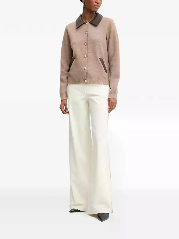 MORGAN Button-up Cardigan With Collared Neckline And Ribbed Hem