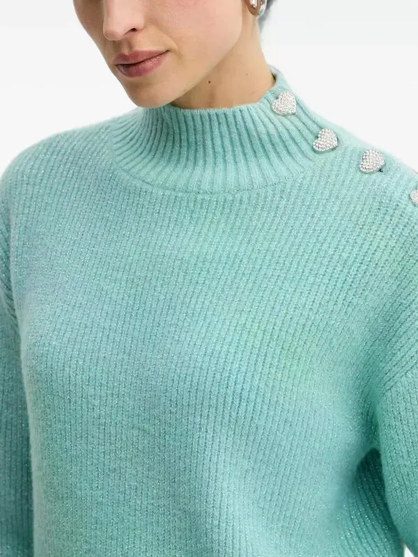 MORGAN Heart Button Mock Neck Sweater