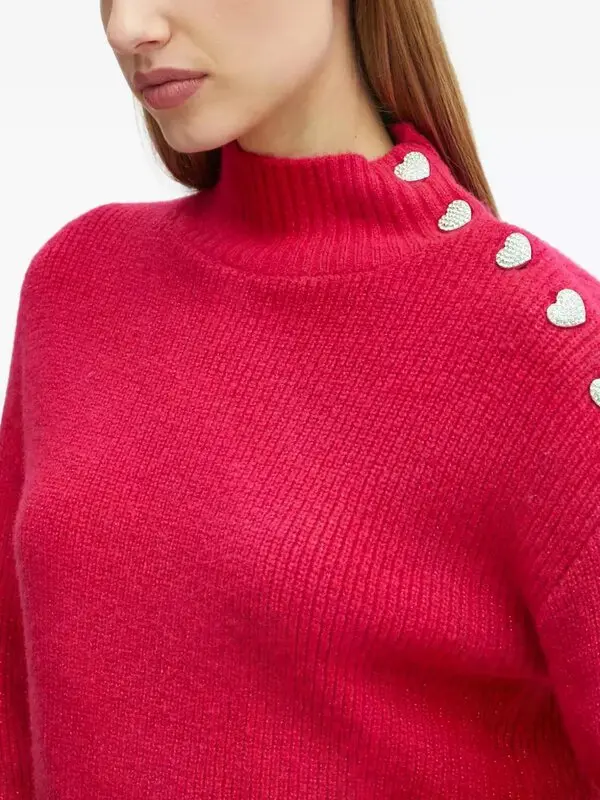 MORGAN Heart Button Ribbed Knit Sweater