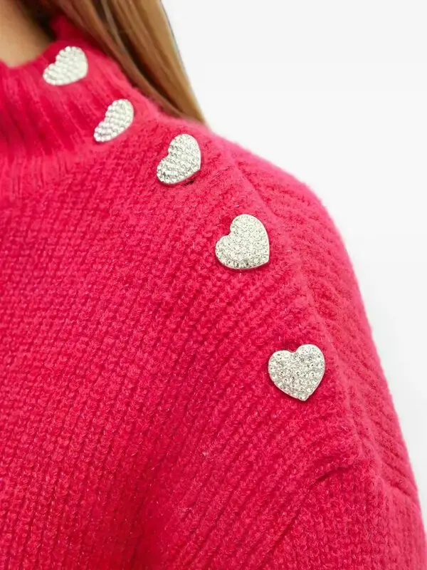 MORGAN Heart Button Ribbed Knit Sweater