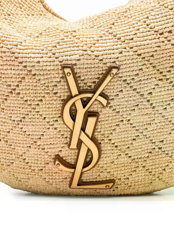Saint Laurent Logo-plaque Raffia Shoulder Bag