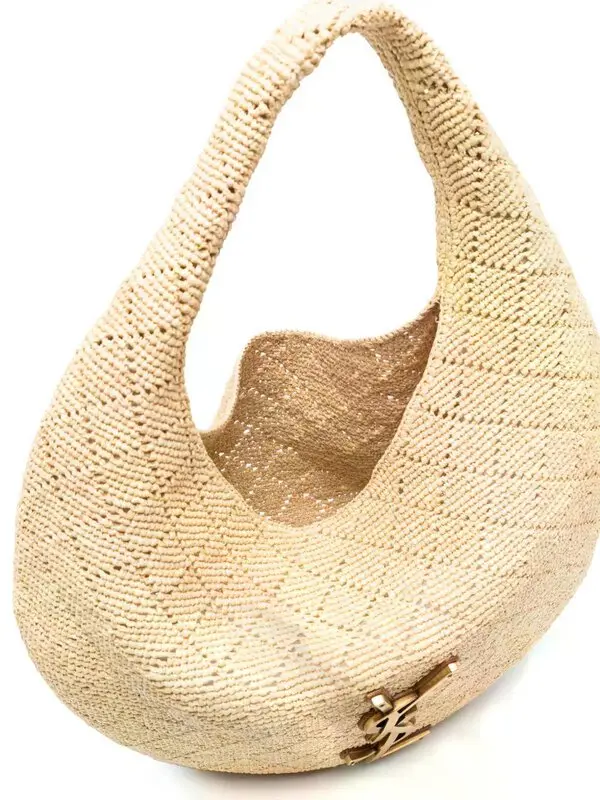 Saint Laurent Logo-plaque Raffia Shoulder Bag