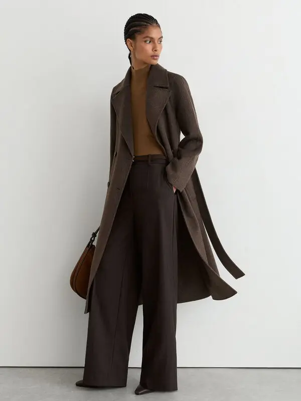 REISS Tall Double-breasted Wool-blend Coat With Cashmere