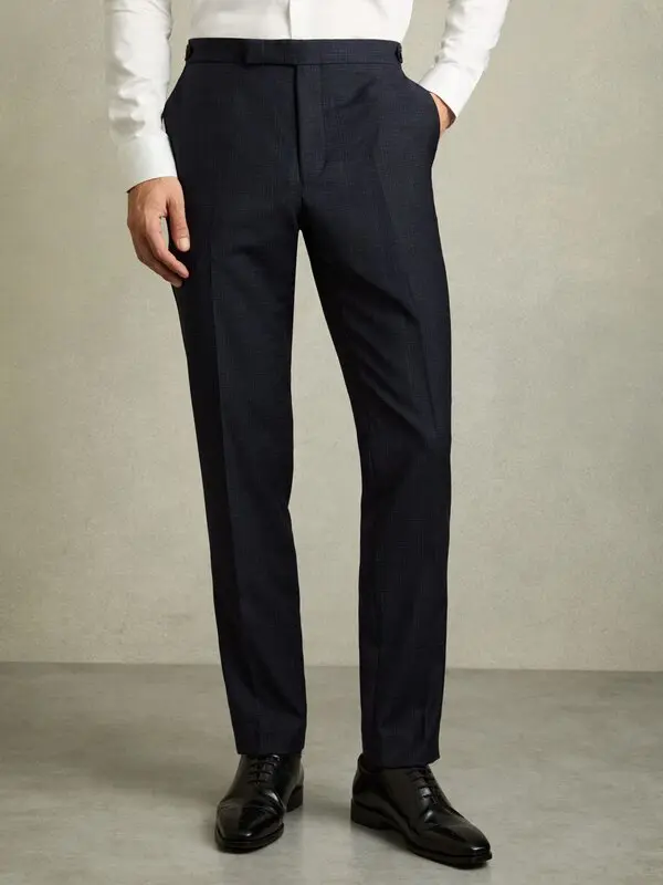 REISS Slim-fit Wool-blend Textured Tailored Trousers