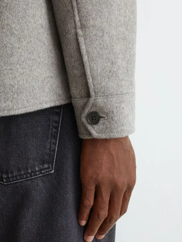 REISS Wool-blend Twin-pocket Overshirt - Soft Grey