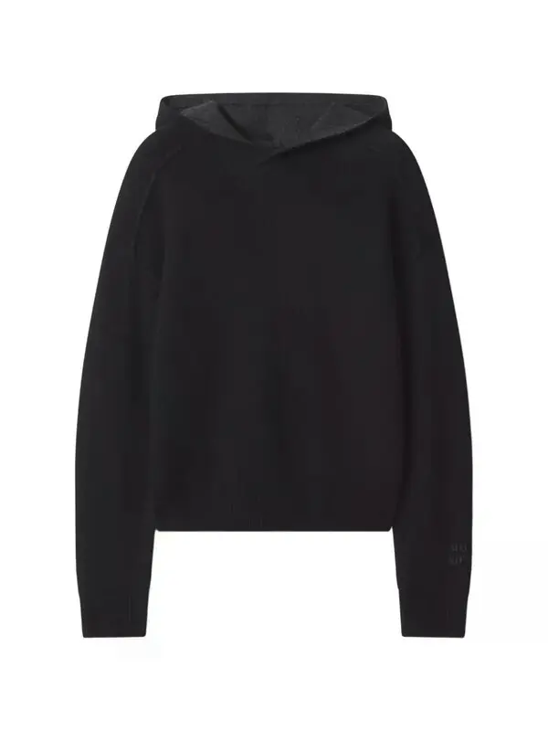 Maison Kitsuné Knitted Raglan-sleeve Hoodie - Black