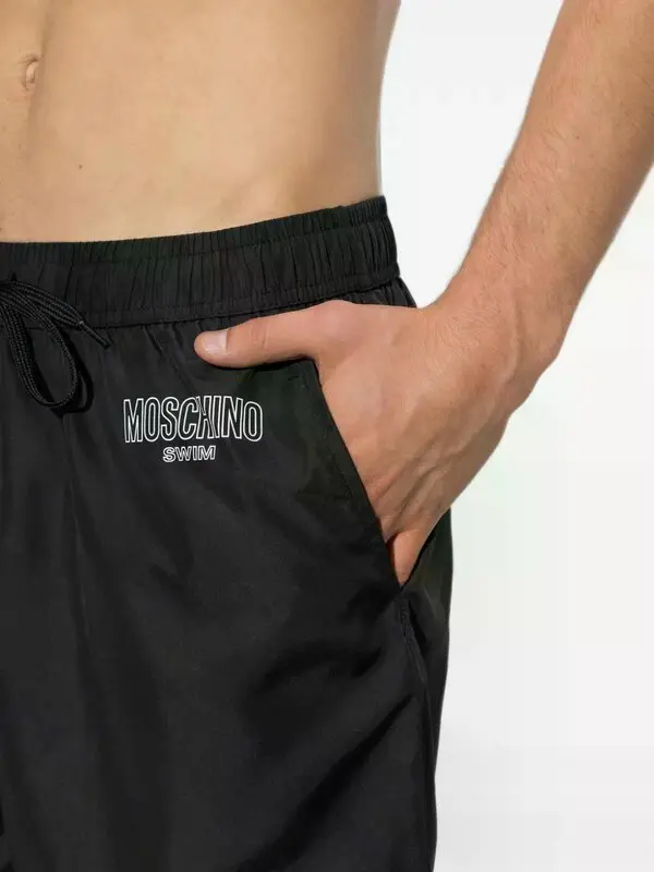 Moschino Logo-print Drawstring Swim Shorts - Black