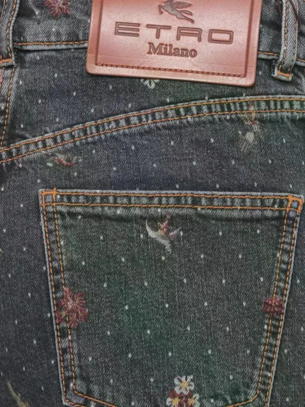 Etro Embroidered Polka-dot Wide-leg Jeans