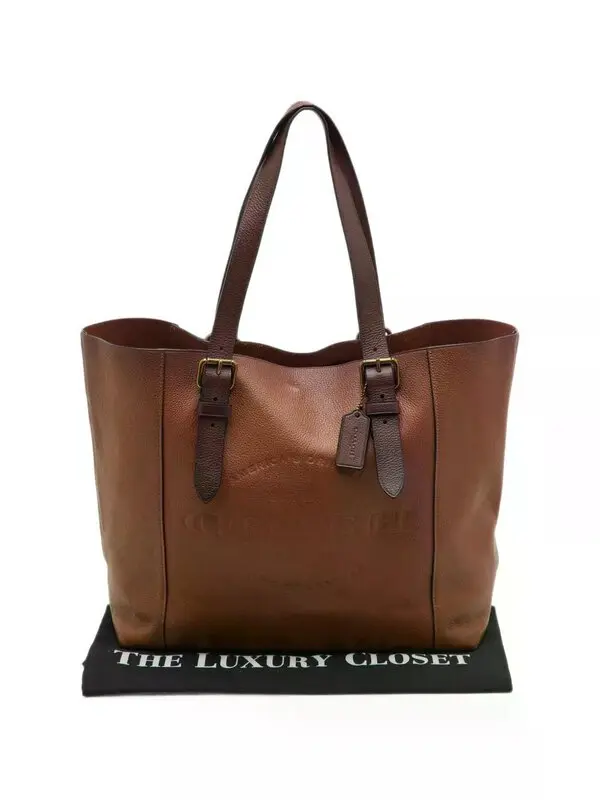 COACH Logo-embossed Grained Leather Tote Bag