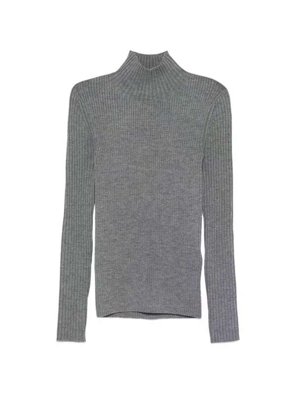Victoria Beckham Ribbed-knit High-neck Sweater - Grey